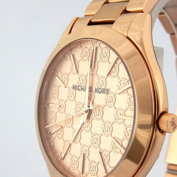 Michael Kors | Accessories | Michael Kors Slim Runway Mk Logo Rosegold ...